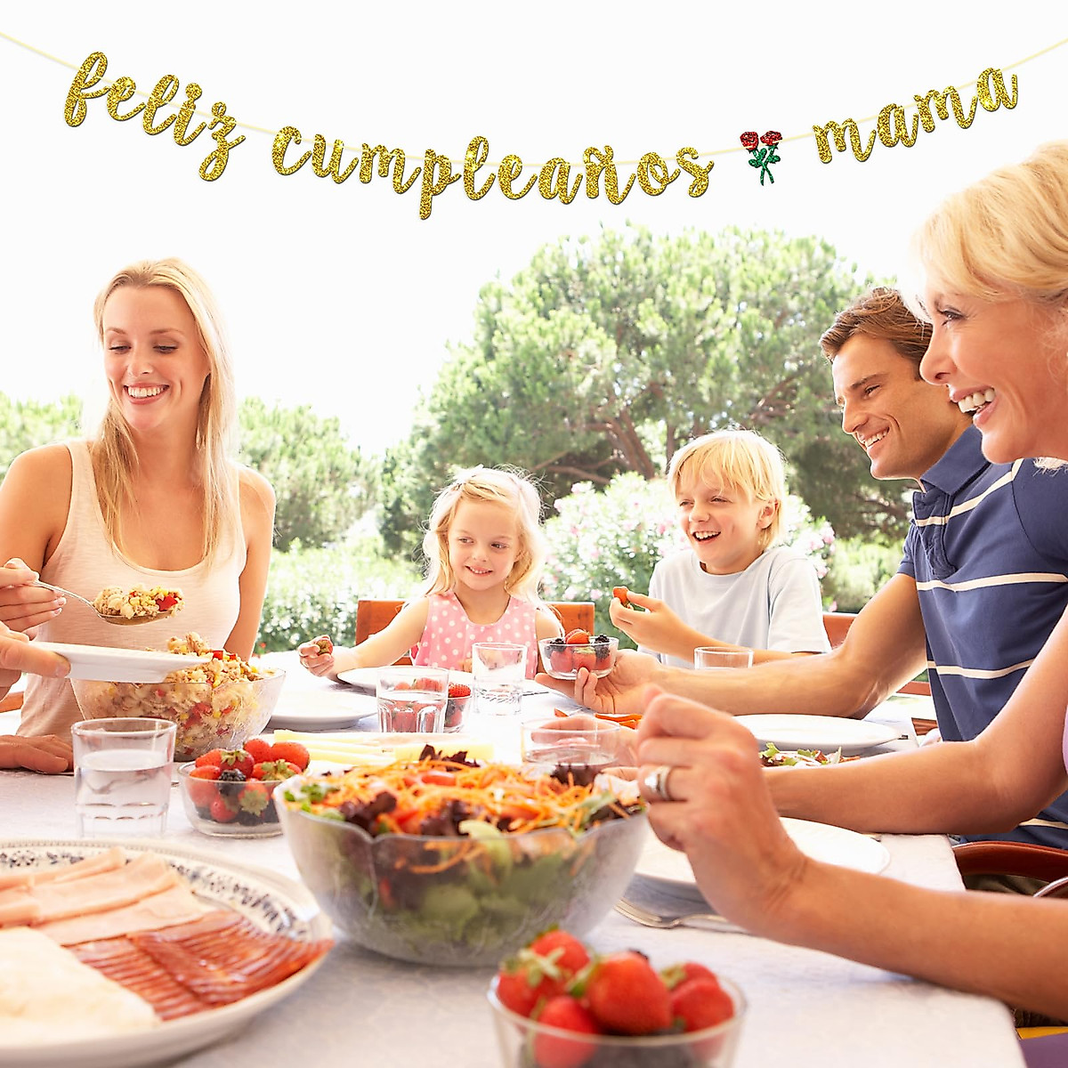 Dill-Dall Feliz Cumpleaños Mama Banner, Fiesta Theme Party Decorations, Mom Birthday Party Banner, Happy Birthday Banner for Women (Gold)