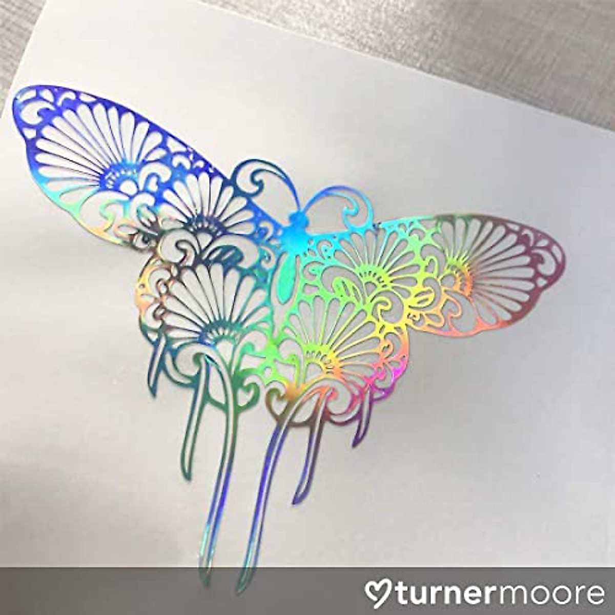 Silver Holographic Vinyl Permanent, 12" x15 FEET Rainbow Holographic Vinyl Roll, Chrome Holographic Sticker Vinyl for Cricut, Silhouette, Signs, Decals by Turner Moore Edition (15FT)