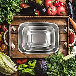 ATRDTO 3Pieces Stainless Steel Food Storage Container with Lids Airtight Metal Food Containers Stackable Meal Prep Leftover Containers for Freezer Fridge Oven Dishwasher Safe 20oz/50oz/64oz