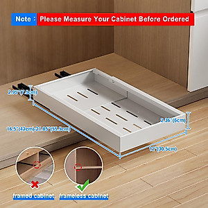 MUSTORN 2 Pack Pull Out Cabinet Organizer, 21.8" Deep Slide Out Drawer for Cabinets Adhesive Pull Out Drawers Heavy Duty Pull Out Shelves for Kitchen, Cupboard, Pantry, Bathroom-White
