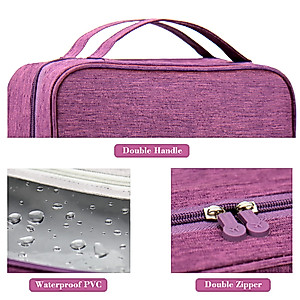 QIALUOBAO Travel Toiletry Bag with Hanging Hook, Small and Medium Water-resistant Makeup Cosmetic Bag, Full Size Container for Travel, Portable Cosmetic Organizer (Purple)