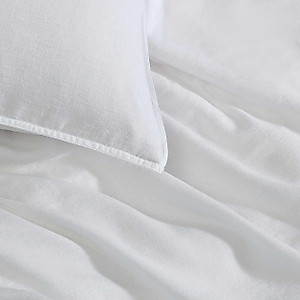 Calvin Klein - Queen Duvet Cover Set, Soft Linen Blend Bedding, Pre-Washed Home Decor for Extra Softness (Soft Linen White, Queen)
