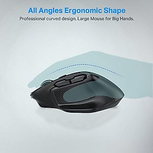 E-YOOSO Large Wireless Mouse, X-31 Large Mouse for Big Hands, 5-Level 4800 DPI, 6 Button Big Ergo Computer Mouse, 18 Months Battery Life Cordless Mouse for Laptop, Windows, Chromebook, (Black)