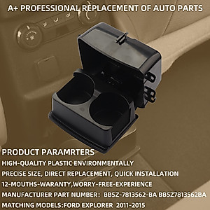Dasbecan Rear Seat Passengers Cup Ноldеr Assembly Compatible with Ford Explorer 2011-2015 Replaces# BB5Z-7813562-BA BB5Z7813562BA