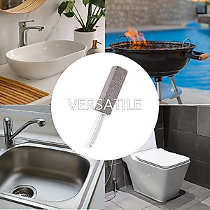 2 Pack Pumice Stone Toilet Bowl Clean Brush with Handle, Remove Toilet Bowl Hard Water Rings, Calcium Buildup and Rust Suitable for Cleaning Toilet, Bathroom, Kitchen Sink, Grill（Gray