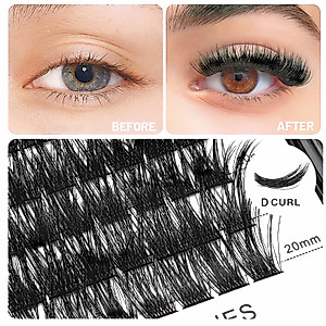 Vayator Mixed Size Kit with Applicator and Lash Bond & Seal 8-14mm/10-16mm/14-20mm Mix D Curl/DD Curl Makeup Cluster Grafting Eyelashes Individual Extension (C#8-10-12-14mm Mixed)