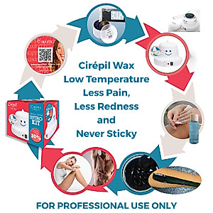 Cirepil - Waxing Kit - At Home Introduction Kit - Heater, Blue wax Beads, Pre & Post products & an Empty Tin - The Best Temperature for your Cirepil Wax