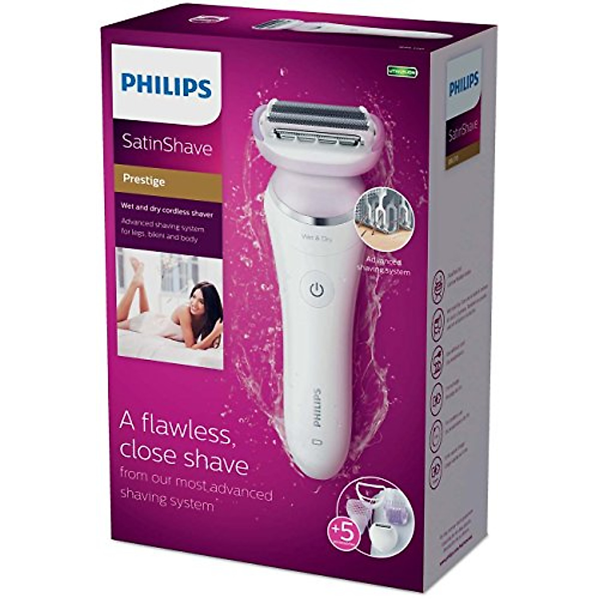 Philips SatinShave Prestige Women's Electric Shaver, Cordless Hair Removal with Trimmer, BRL170/50