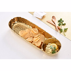 Pampa Bay Porcelain Chip & Dip Bowl and Tray Snack Platter (Gold)