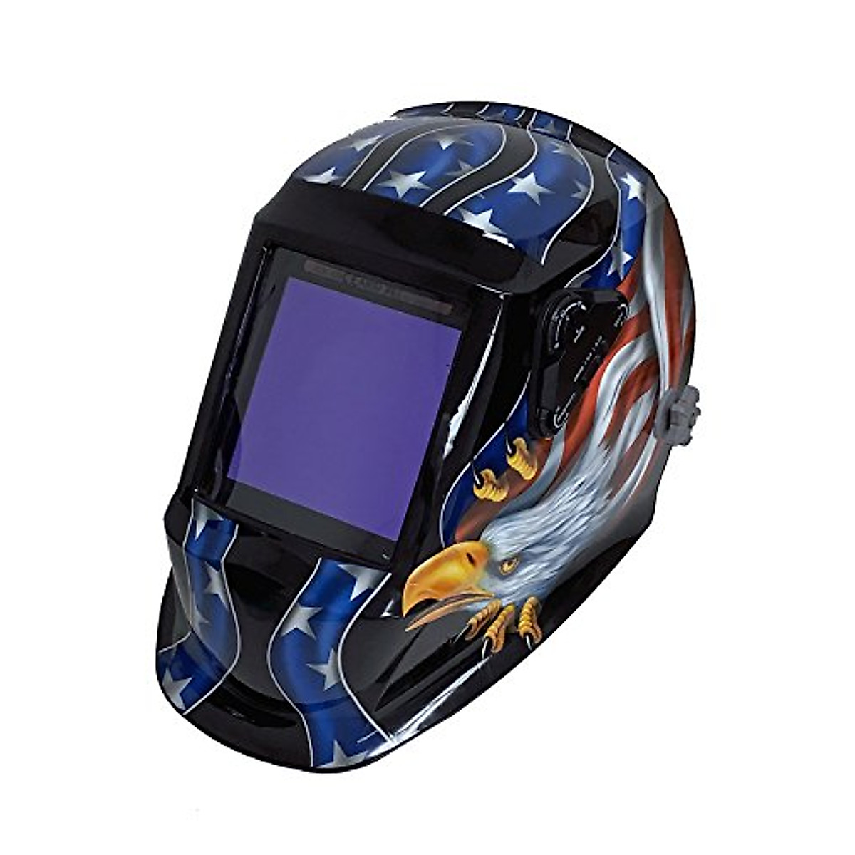 Instapark ADF Series GX990T Solar Powered Auto Darkening Welding Helmet with 4 Optical Sensors, 3.94" X 3.86" Viewing Area and Adjustable Shade Range #5 - #13 American Eagle