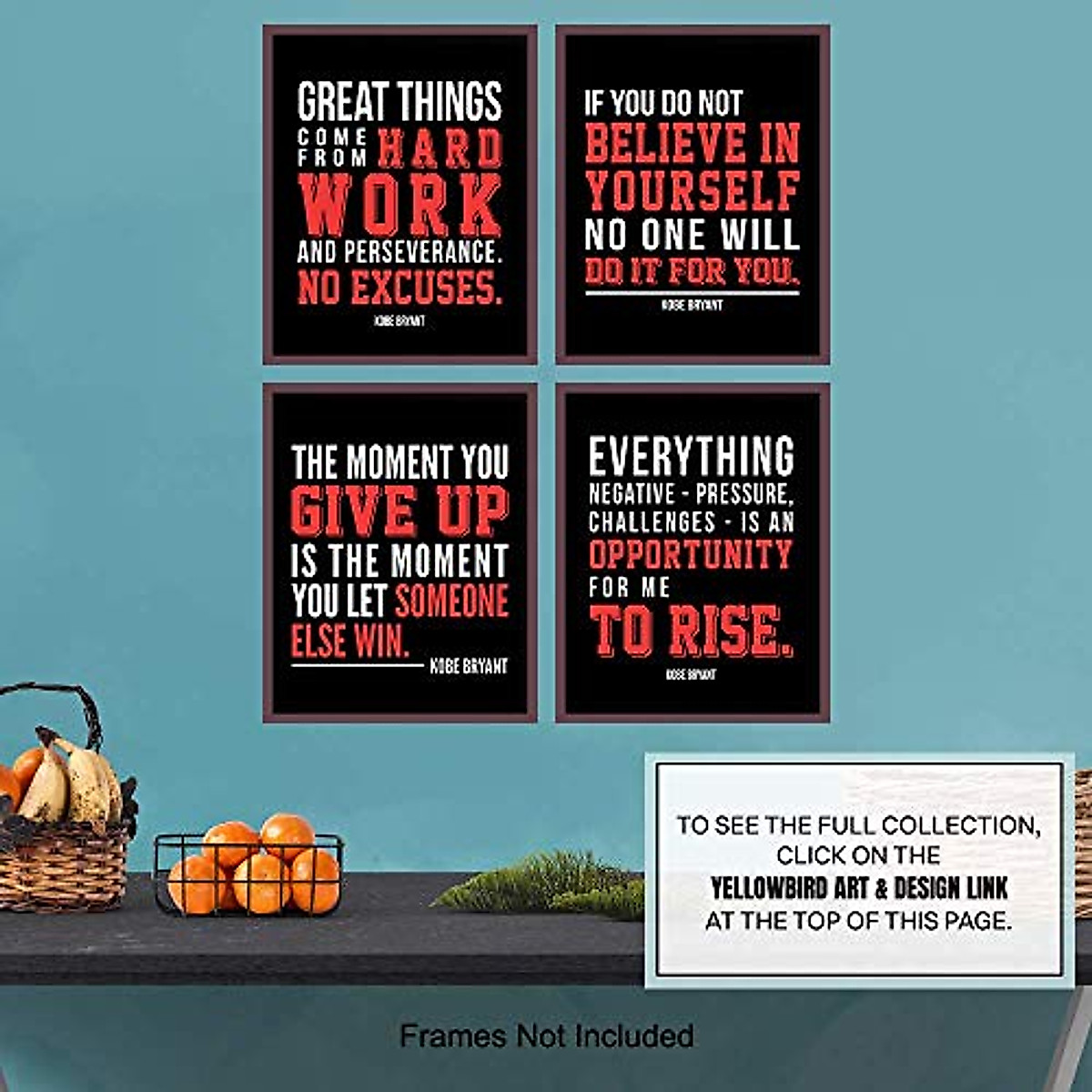 Motivational Quotes Set - 8x10 Basketball Posters - Gift for Sports Fans, Men, Boys, Teens - Inspirational Wall Decor, Art Decorations for Office, Bedroom, Living Room - 8x10 UNFRAMED Prints