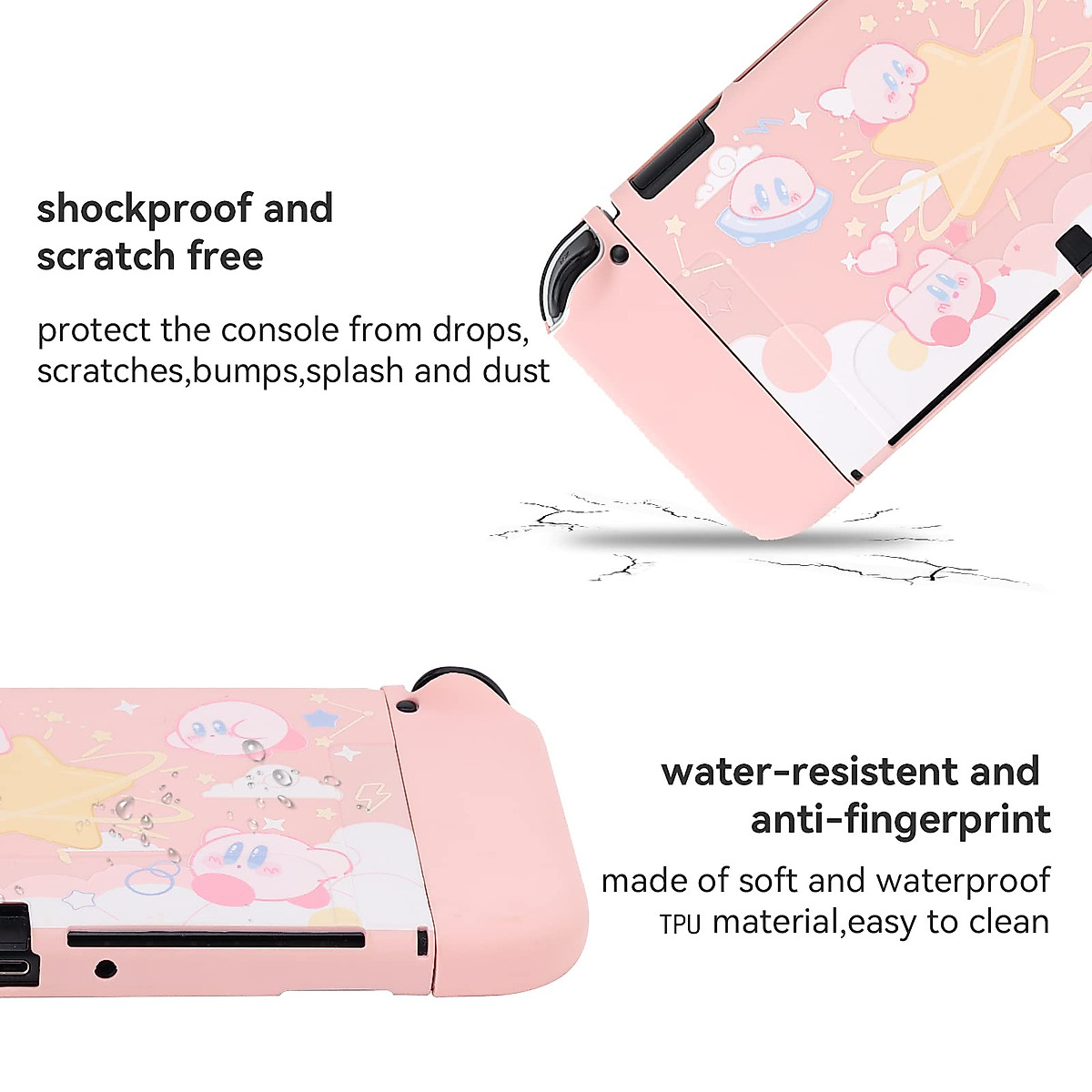 Cute Kirby Switch OLED Case | Dockable Protective Case Compatible with Switch OLED,Anti-Scratch and Shock-Absorption Design Soft TPU Cover-Yellow