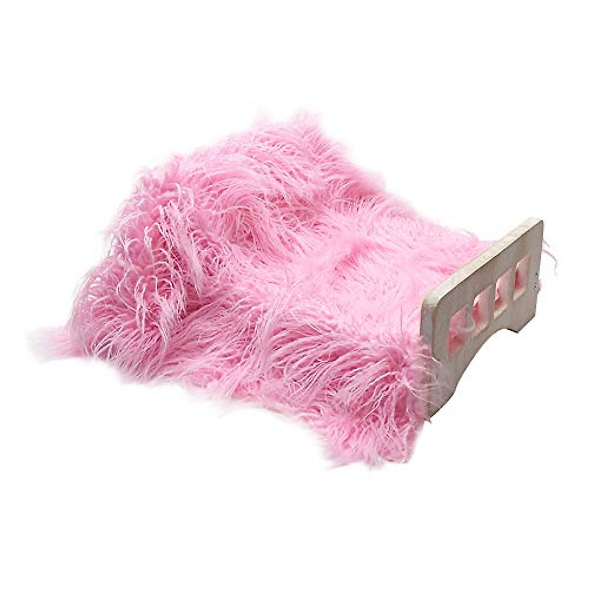 CALIDAKA Baby Photo Props Blanket,Newborn Faux Fur Photography Basket Stuffer Rug,Beanbag Background Backdrop Mat (Pink)