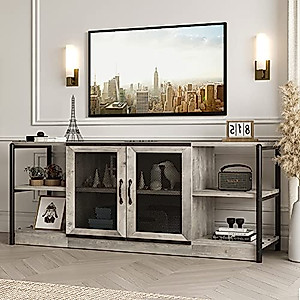 IDEALHOUSE TV Stand for 65+ Inch TV, Industrial Entertainment Center TV Media Console Table, Farmhouse TV Stand with Storage and Mesh Door, TV Console Cabinet Furniture for Living Room (Rustic Grey)