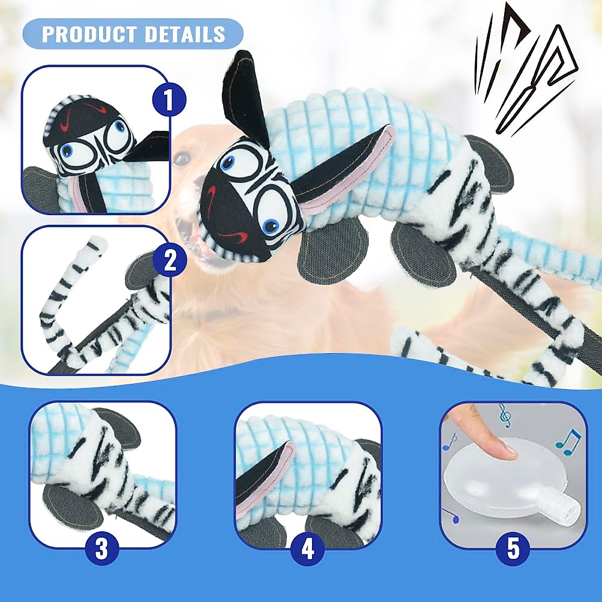 MenPetsonline Blue Dog Toys - Squeaky Dog Toys,Interactive Chew Toys for Small,Medium and Large Dogs,Ugly Dog Toys to Keep Them Busy