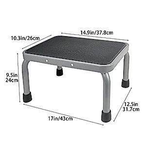 Valorcielo 9" Step Stool, Non-Slip Foot Stool,Safe Load,Sturdy Steel,1-Step Stool for Kids Adults Seniors, Gray
