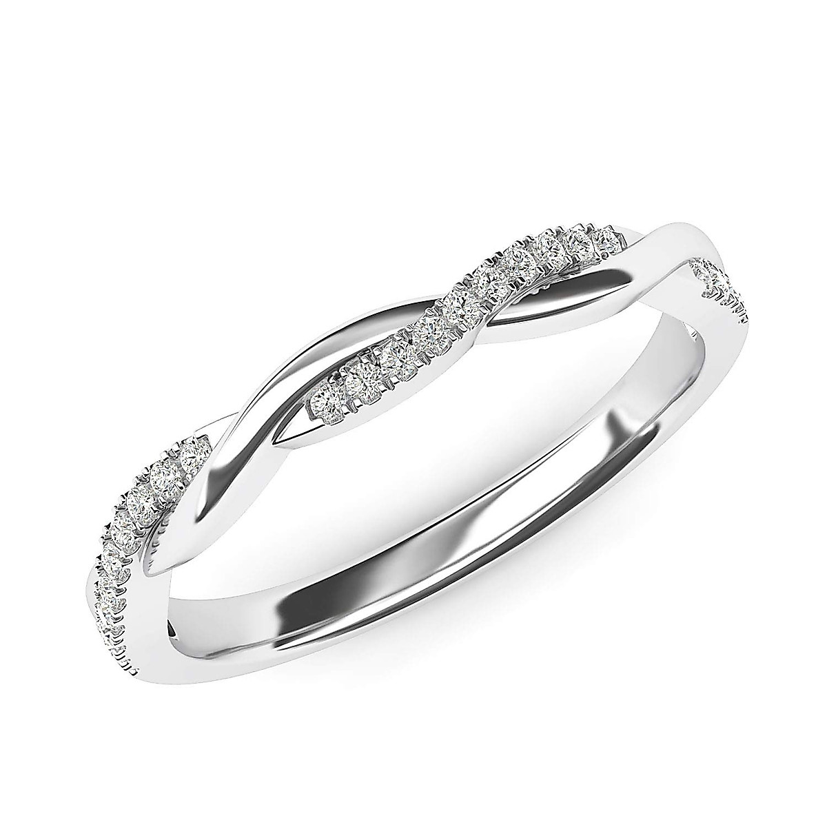14k White Gold 2.5mm Petite Twisted Vine Simulated Diamond Ring Wedding Band Matching Ring (8)