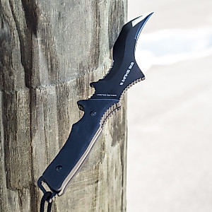 S.R.T. S18 Premium Fixed Blade Knife | Stainless Steel 6.5” Curved Blade with Heavy-Duty 600D Polyester Sheath | Perfect for Tactical Defense, Hunting, Camping, and Survival