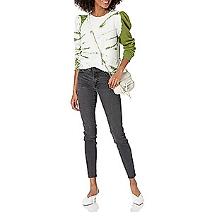 The Drop Women's Jean Puff-Sleeve Fleece Sweatshirt, Treetop, XS