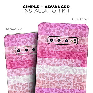 DesignSkinz Hot Pink Striped Cheetah Print Protective Vinyl Decal Wrap Skin Cover Compatible with The Samsung Galaxy S20 (Screen Trim & Back Glass Skin)