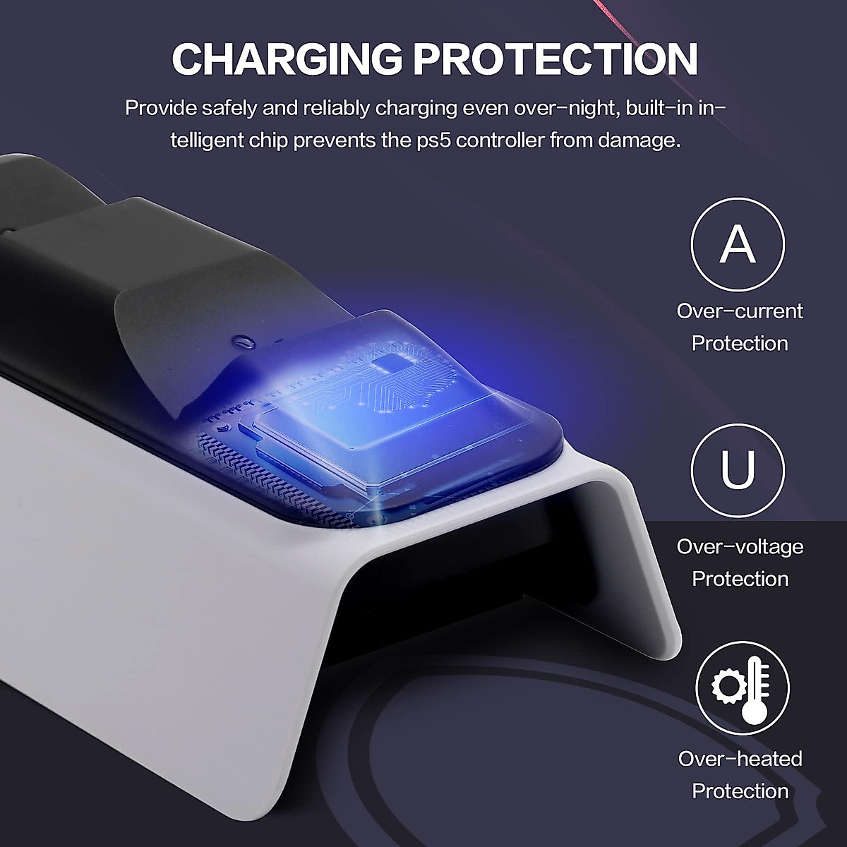 PS5 Controller Charger Station, Dualsense Charging Station for PlayStation 5 with 5V 3A AC Adapter