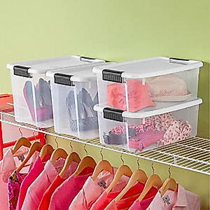 Sterilite 18 Quart Clear Plastic Stackable Storage Container Bin Box Tote with White Latching Lid Organizing Solution for Home & Classroom, 30 Pack