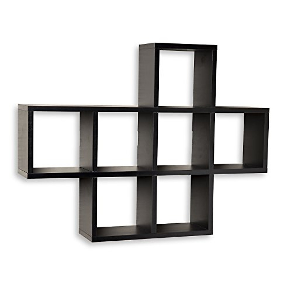 Danya B. Decorative Cubby Shelf – Wall Mount or Free Standing - Square Cubbies Shelving Unit (Black)