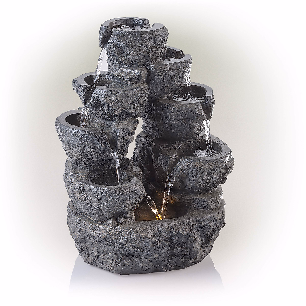 Alpine Corporation WIN1140 Cascading Fountain, 10" L x 7" W x 14" H, Gray