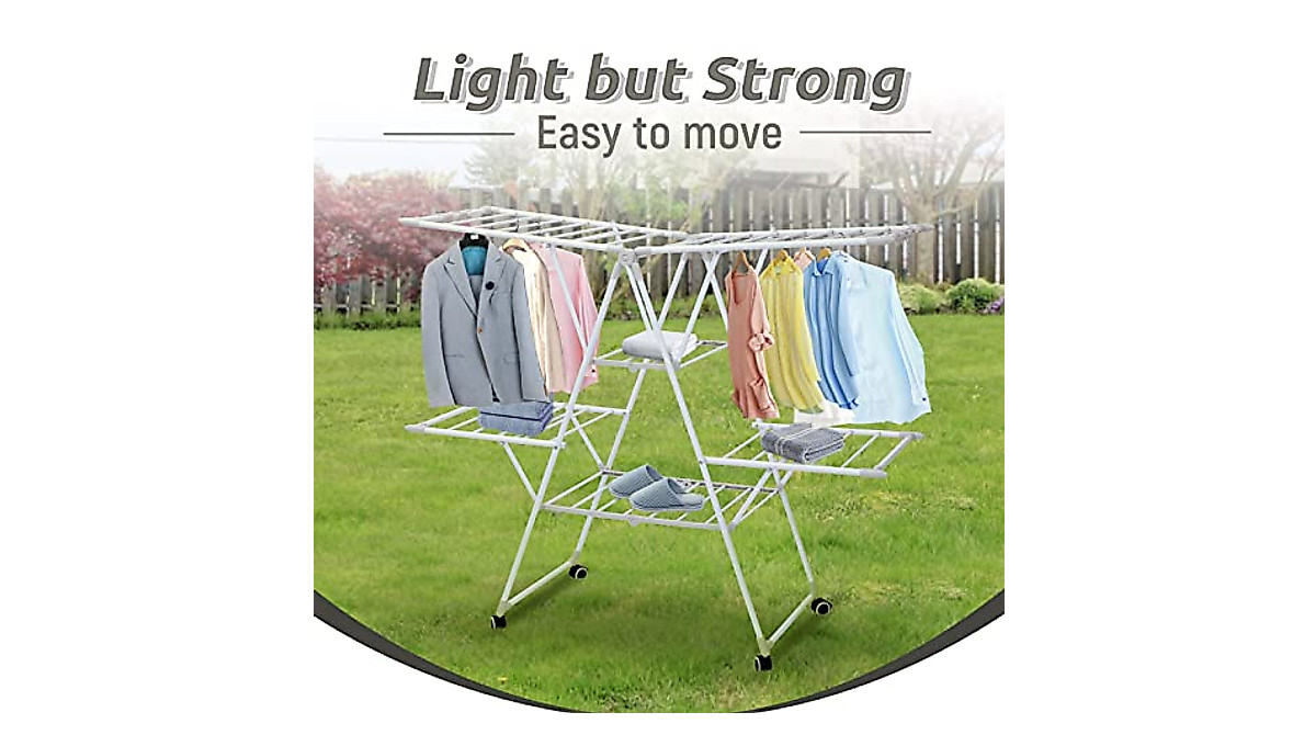 YUBELLES Space-Saving Clothes Drying Rack - Foldable Design