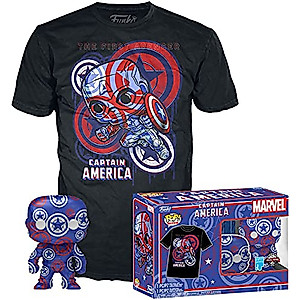 Captain america Marvel Patriotic Age (Art Series) - Pop! & Tee Men's Funko Pop! Standard M