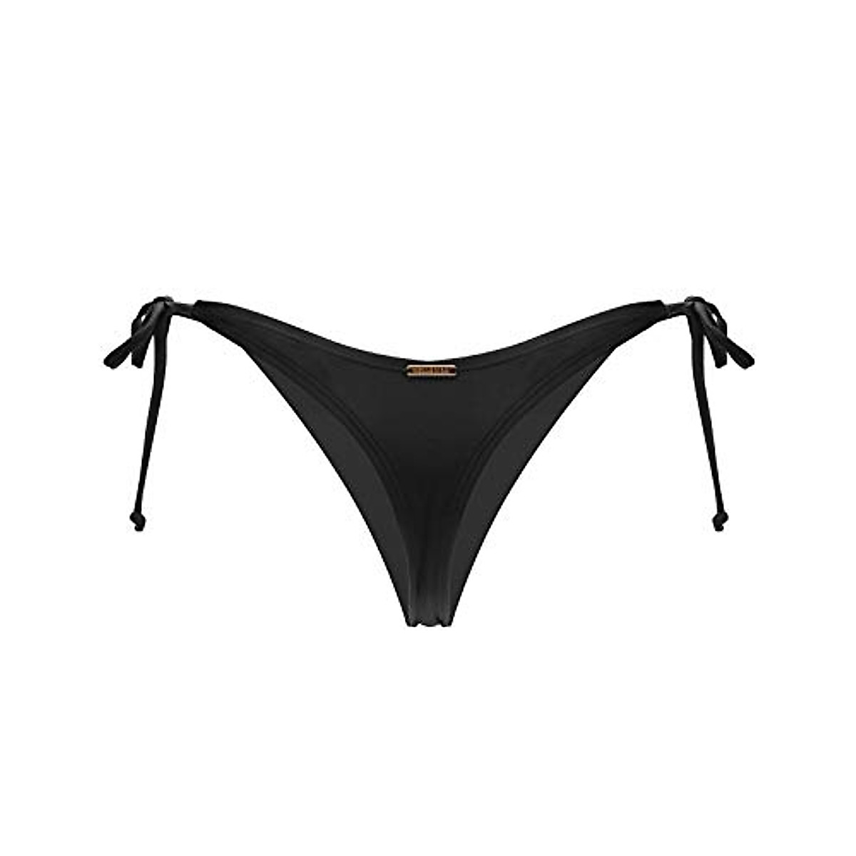 RELLECIGA Women's Black Tie-Side Thong Bikini Bottom Size Small