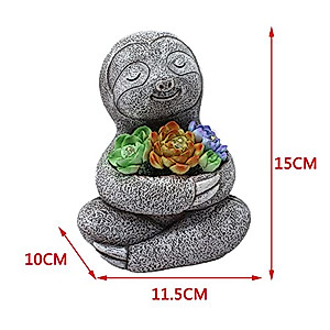 gazechimp Garden Statue Solar Lights Sloth Succulent Shape for Courtyard Patio Pathway Outdoor