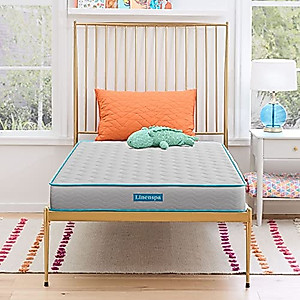 Linenspa 6 Inch Mattress - Firm Feel - Bonnell Spring with Foam Layer - Mattress in a Box - Youth or Kids Bed - Guest Bedroom - Durable and Breathable Support - Affordable - Narrow Twin Size, Grey