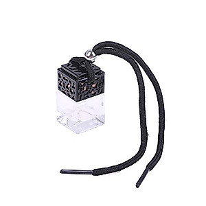 4 Packs Car Essential Oil Diffuser Empty Square Perfume Bottles Hanging Diffuser Bottle Air Fresher Ornament Rearview Mirror Decor (Black)