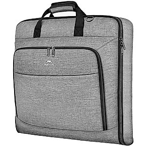 MATEIN Carry On Garment Bags for Travel, Water Resistant Hanging Suit Bag for Men Women, Foldable Garment Luggage with Wrinkle Free Suitcase Cover for Suit Gown Overshirt Sweater, Grey