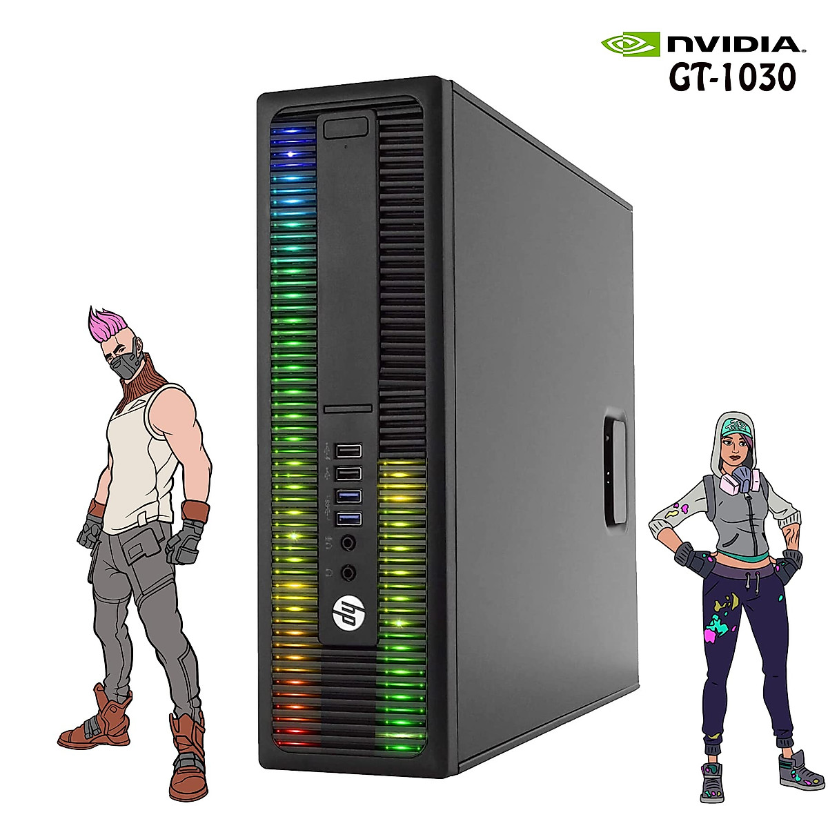 HP RGB Lights PC Desktop Computer Intel Core i7-6700 3.40Ghz Proccesor 32GB DDR4 Ram 1TB SSD, NVIDIA GeForce GT 1030 Graphics, Windows 10 Pro (Renewed)