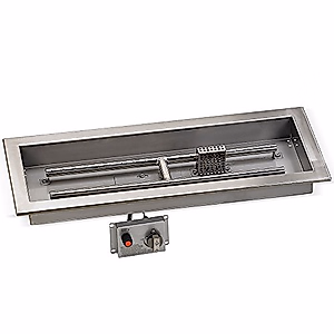 24" x 8" Stainless Steel Rectangular Drop-in Fire Pit Pan With Electric Ignition System kit, CSA Certified, Propane Version