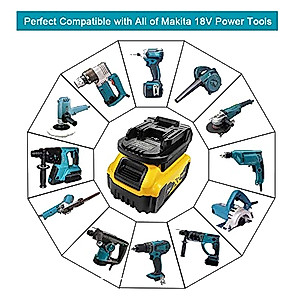 ZLWAWAOL DM18M Battery Adapter with USB Charging Socket for Dewalt 20V & Milwaukee 18V M18 Lithium Battery Convert to Makita 18V Battery BL1830 BL1840 BL1850