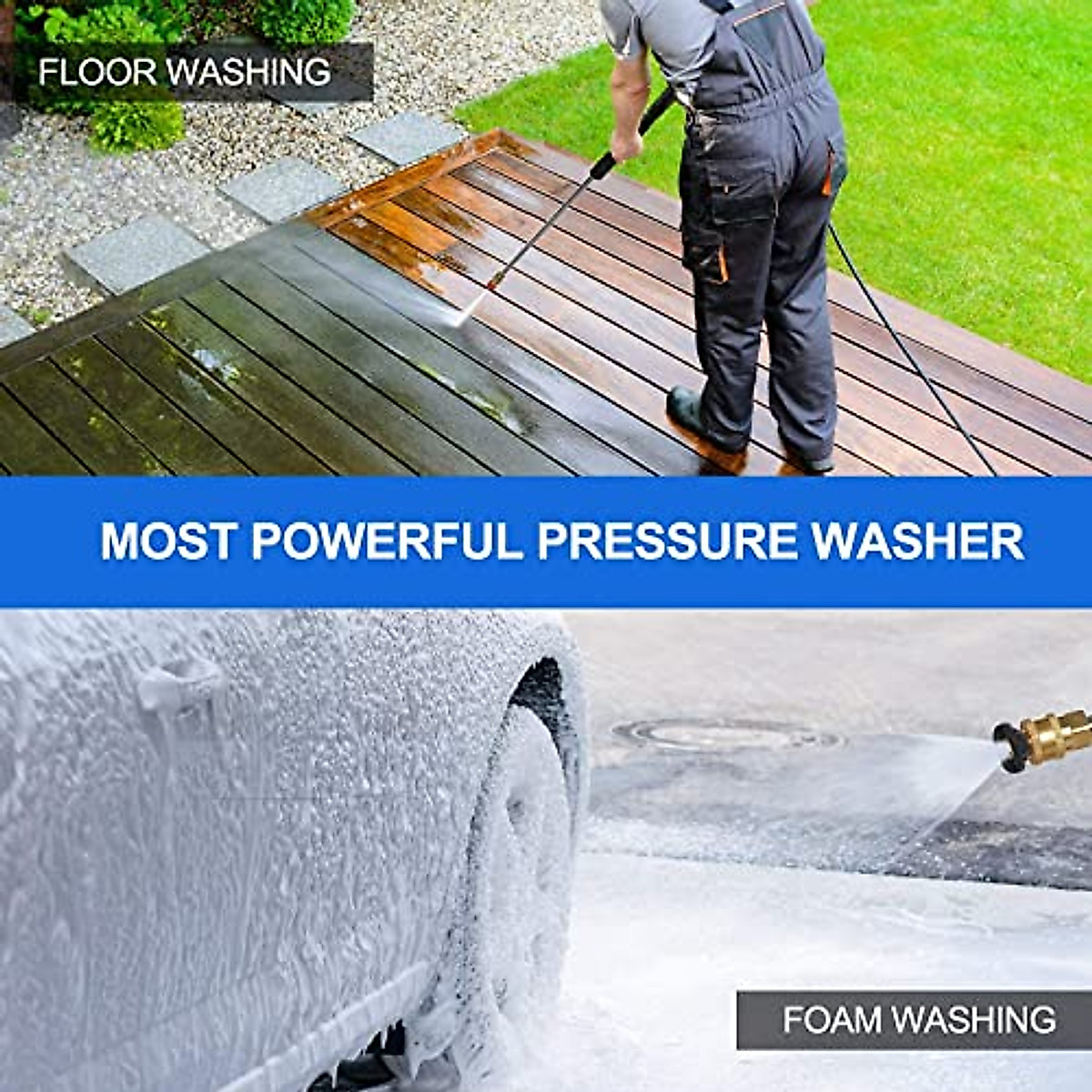 Power Washer, TE3000 1.9GPM Pressure Washer 1800W Electric High Pressure Washer Professional Car Washer Cleaner Machine with Hose Reel ,5 Nozzles for Patio Garden Yard Vehicle