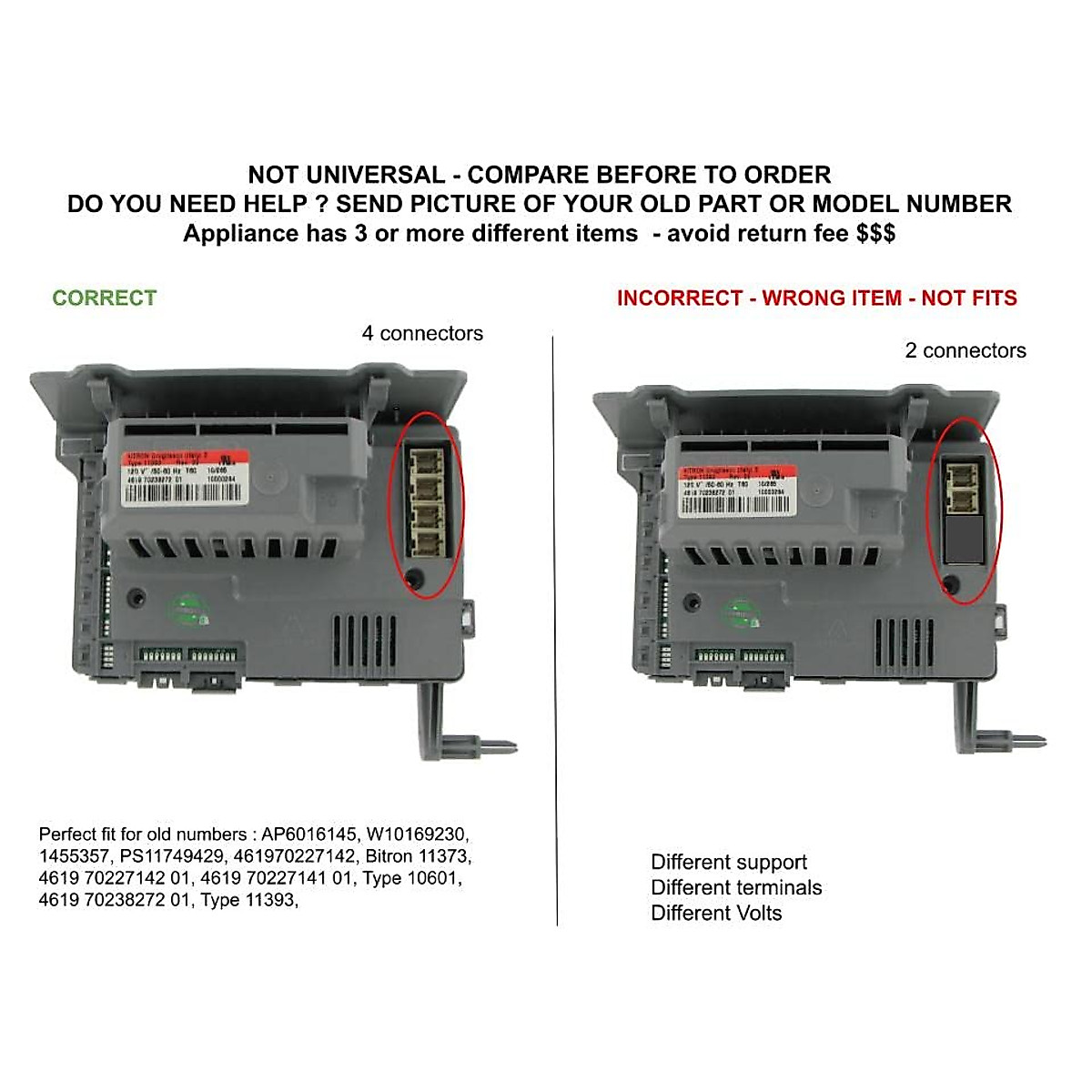 GLOB PRO SOLUTIONS 461970227141 CKD6981 Bitron CONTROL BOARD fit old # 4619 70227141 01, Type 10601
