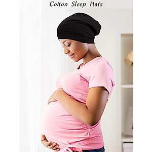 SATINIOR 4 Pieces Satin Lined Sleep Cap Hat Slouchy Beanie Slap Hat for Women (Black, Grey, Dark Blue, Pink), Medium