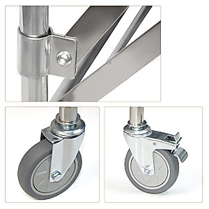 Bimiti Commercial Laundry Cart Folding Laundry Hamper Cart with Heavy Duty Rolling Lockable Wheels Collapsible Stainless Steel Laundry Trolley Cart with Foldable Waterproof Oxford Bag