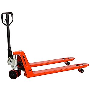 Mighty Lift ML55-2 Heavy Duty Pallet Jack Truck, Wheels: Polyurethane on Steel., 50" Height, 27" width, 48" Length, 5500 lbs. Load Capacity, Orange