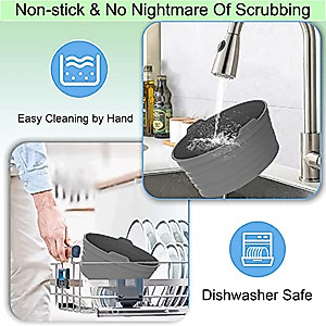 Optukeop Silicone Slow Cooker Liners Reusable 6Qt Oval Crock Pot Liner, Foldable Cooking Bag Divider Insert - Non-stick/Leakproof/Food-Grade/Healthy/Dishwasher Safe (Grey)