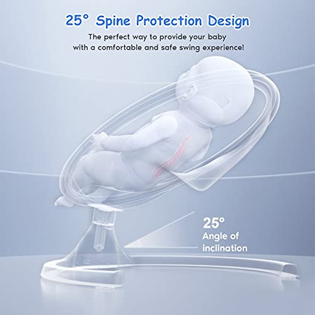 Baby Swings for Infants, Bluetooth Baby Bouncer with Built-in Lullabies and Timer Function, 5 Swing Options Baby Chair for Newborn Infants to Toddler 0-9 Months, 5-20 lbs