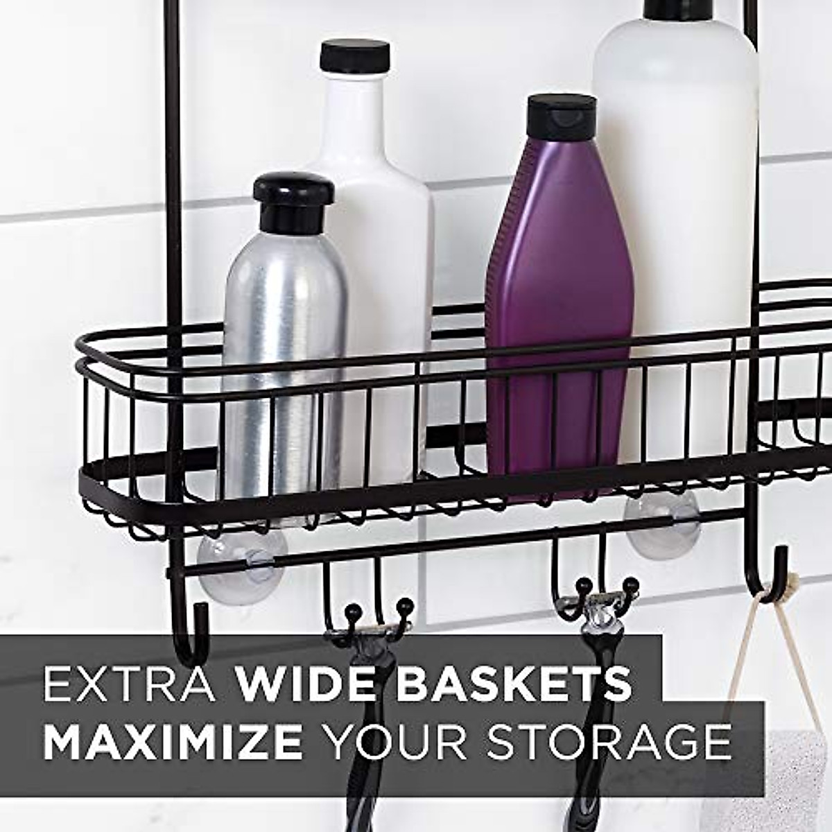 Zenna Home Extra Wide Hanging Over-the-Shower Caddy, Bronze