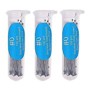 VILLCASE 300pcs Insect Pins Stainless Steel Specimen Pins Entomology Pins for Dissection Butterfly Collections Silver Size XS