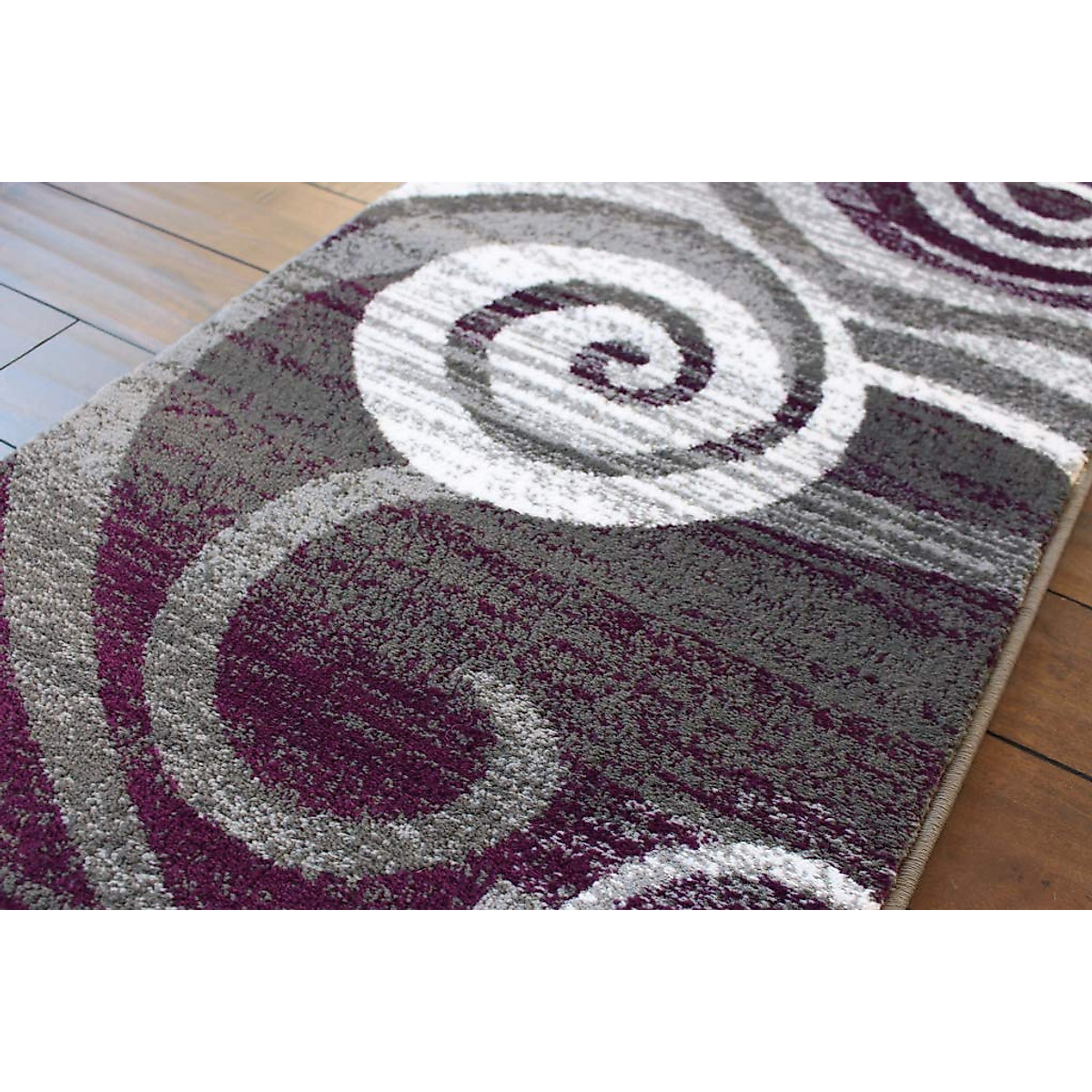 Masada Rugs, Stephanie Collection Area Rug Modern Contemporary Design 1103 Purple Grey White (2 Feet X 7 Feet 3 Inch) Runner