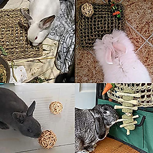 Tfwadmx Rabbit Activity Mat Bunny Chew Toy for Teeth Grinding Small Animal Seagrass Activity Zone Seagrass Mat Play Ball Carrot Toys for Hamster,Chinchilla,Guinea Pig or Other Rodent Pets