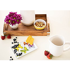 DEMDACO Dean Crouser Flock of Butterflies Watercolor 7.5 x 5 Ceramic Stoneware Decorative Tray